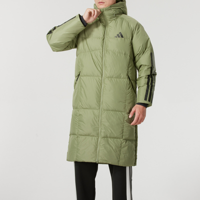 adidas阿迪达斯绿色长款羽绒服男2025冬季运动服保暖厚外套JG3839