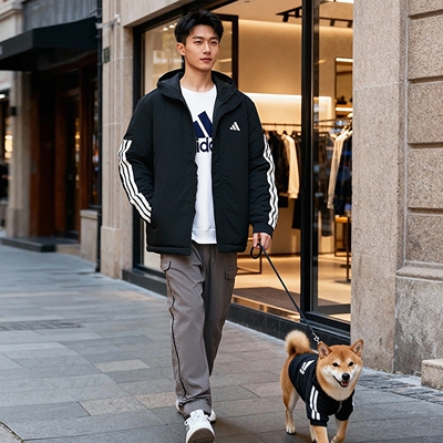 Adidas阿迪达斯棉服男2025秋冬新款男士棉衣运动服保暖外套JY8303