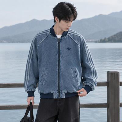 阿迪达斯男装牛仔夹克外套2026秋季新款三叶草休闲运动服KQ6332
