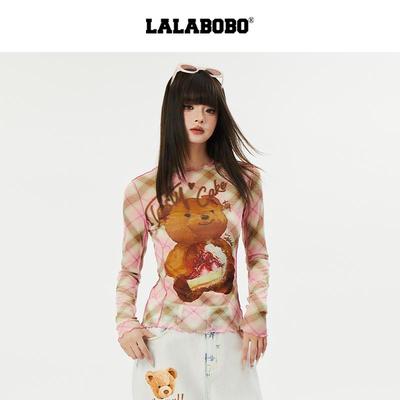 LALABOBO小熊甜品网纱T恤