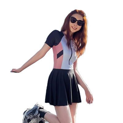 连体泳衣裙式保守泡温泉遮肚显瘦