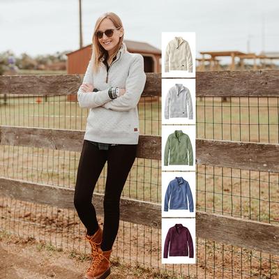 美式户外 棉质绗缝拼接半拉链高领合身裁剪卫衣多色