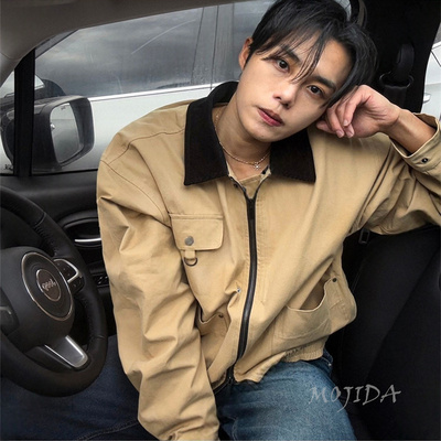 韩国东大门男装代购美式复古夹克感痞帅cleanfit工装外套男JK4124
