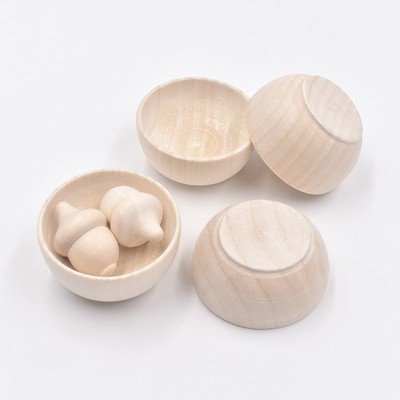 木制工艺品彩绘木碗小橡果木