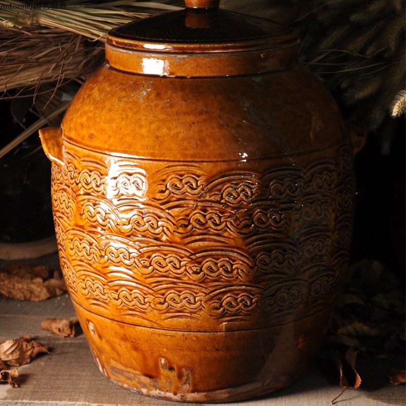 土陶坛复古老式农家坛子中式摆件陶瓷粗陶坛中式花瓶客厅书房陶罐_虎窝淘