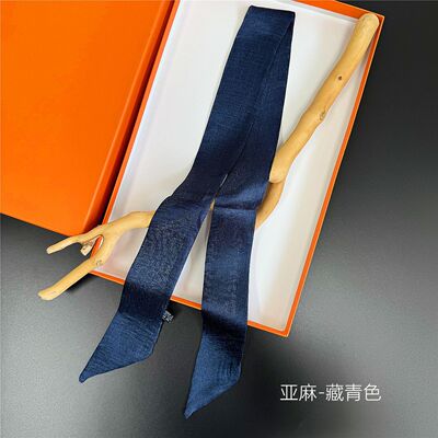 亚麻细窄长条丝巾女士春夏轻盈透气百搭时尚配饰优雅简约飘带跨境