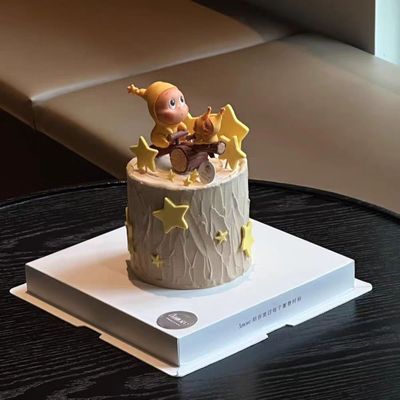 网红可爱吹泡泡星星人五角星装扮摆件跷跷板星星人蛋糕装饰摆件