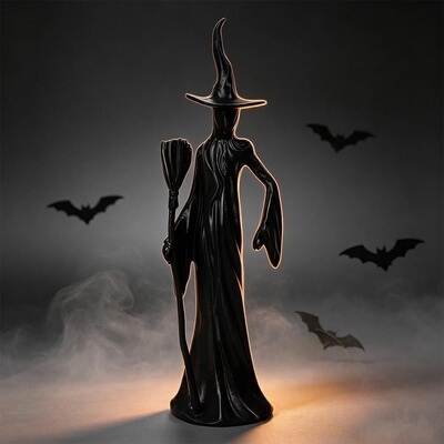 跨境新品 Handmade Black Witch Statue女巫树脂工艺品万圣节摆件
