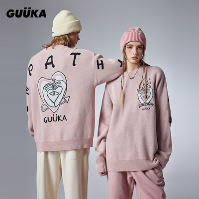 GUUKA慵懒风加厚字母刺绣毛衣