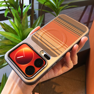磁吸充电小米17proma适用小米17pro手机壳碳纤维凯夫拉纹橙色格子防摔高级感电镀钛黑色拼接硬壳简约散热男女