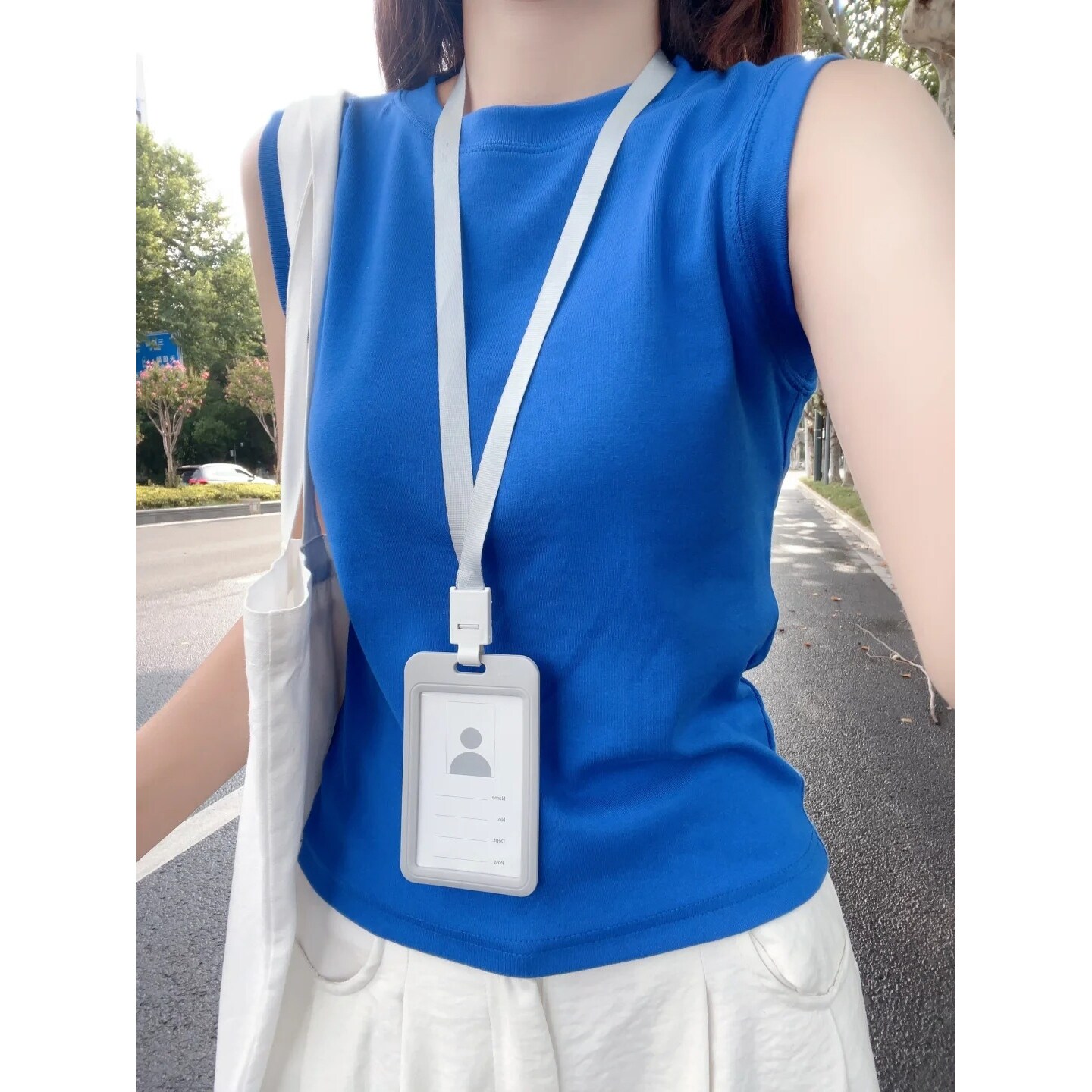 ins显白克莱因蓝基础圆领背心女夏季通勤内搭遮副乳叠穿打底上衣