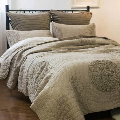 外贸简约纯色加厚三件套水洗薄被