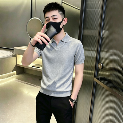 夏装xs小码小号修身纯色短袖针织衫薄款高级感半袖线衣社会小伙男
