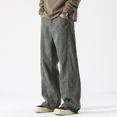 August美式扎染工装牛仔裤裤