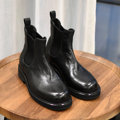 男士皮靴马皮切尔西烟筒靴子