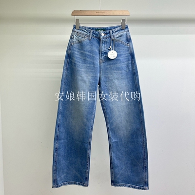 安娘韩国代购O.BETOR女装2025春季新款显瘦磨白弯刀裤牛仔裤90326
