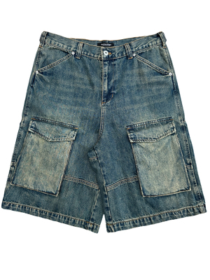 6分裤黄泥染水洗牛仔短裤