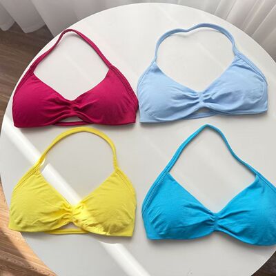 欧美挂脖细带DFY运动内衣美背女可外穿舒适大露背透气健身文胸