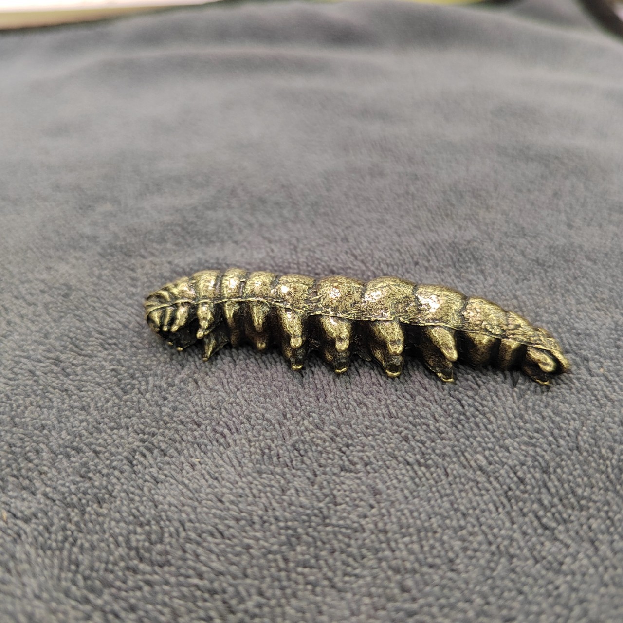 新款 镀铜实心纯铜小摆件桌面手把件毛毛虫茶道茶宠装饰品礼品品
