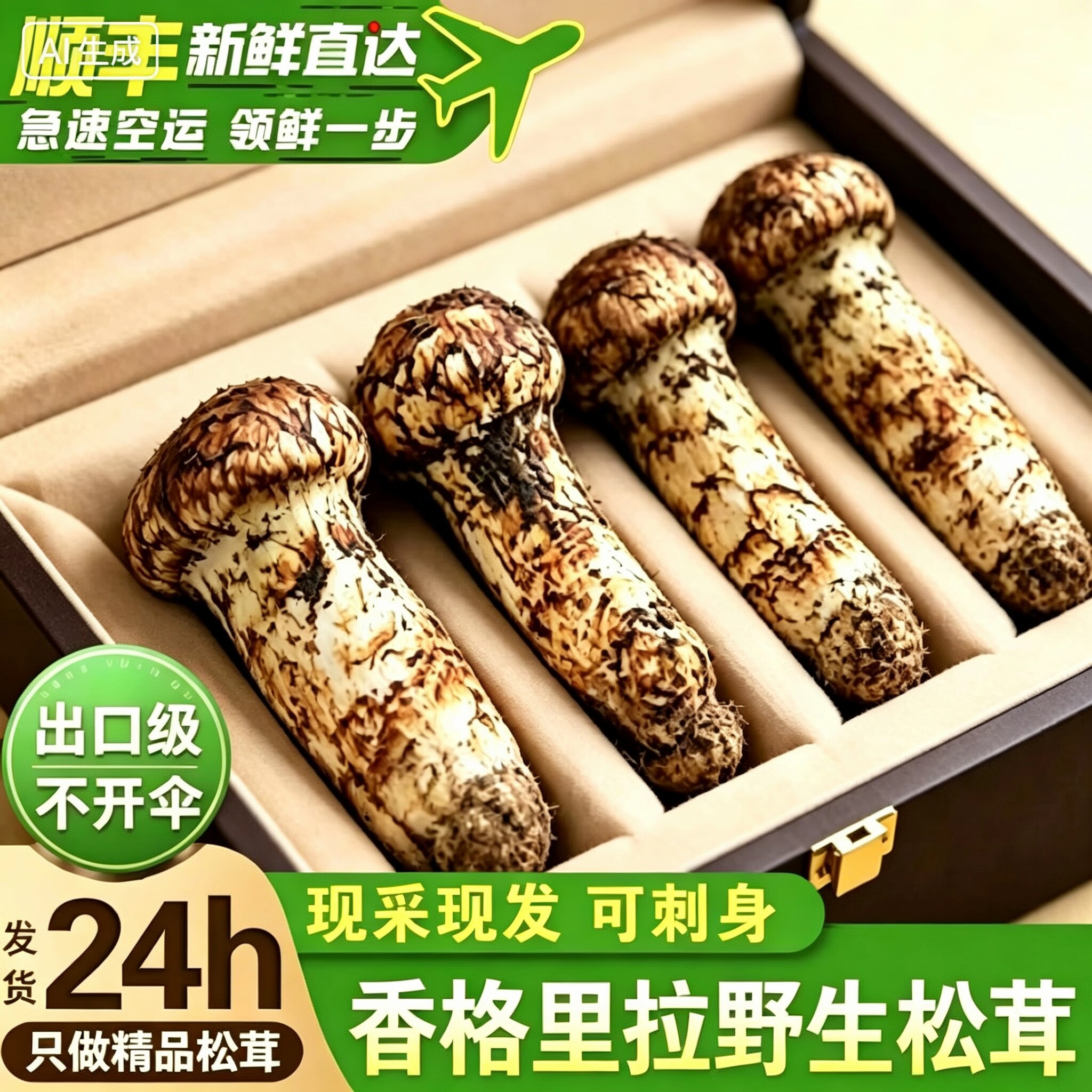 2026香格里拉新鲜松茸纯野生菌磨菇云南特产出口级不开伞精品松茸