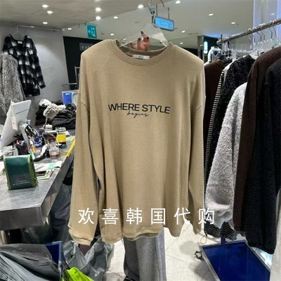 韩国东大门2025冬季新品hertz简约休闲百搭英文字母圆领宽松T恤