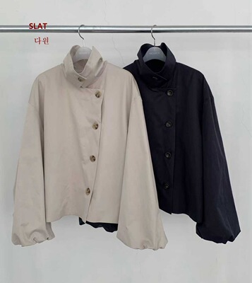 韩国东大门2025秋季新品SLAT时尚百搭立领短款风衣外套