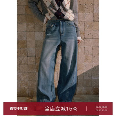 superr 冬日挚爱！慵懒松弛感加绒高腰牛仔裤宽松显瘦香蕉长裤子