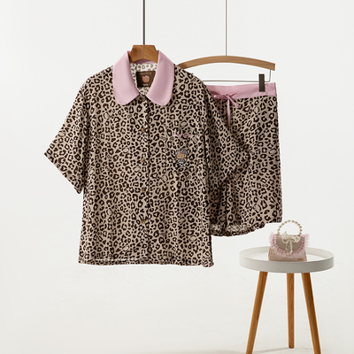 Pillow Tal夏季豹纹少量HELLO KITTY可爱风短袖短裤睡衣女家居服