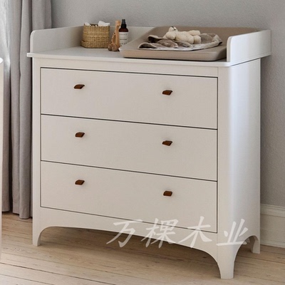 白色Leander实木储物柜定制婴儿尿布护理台收纳柜儿童卧室衣柜