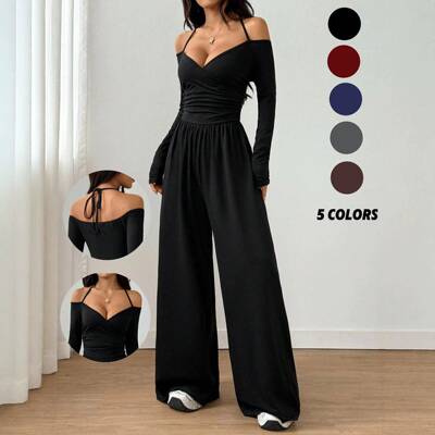 Women's Spring Summer Knitted Casual Jumpsuit Womenswear