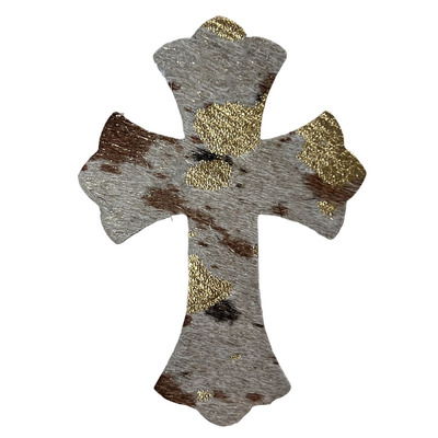 4.5*6.5cm马牛毛补丁贴十字架皮标真皮皮标真毛（马毛234-287）