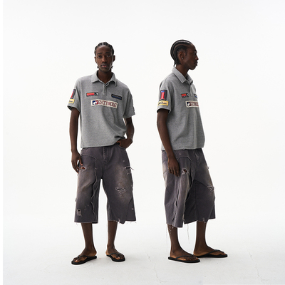 EXITMODE华夫格徽章短袖POLO