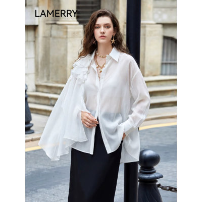 LAMERRY | 朗美睿 女装折扣 26春装法式荷叶边 白色衬衫LWLS3C204