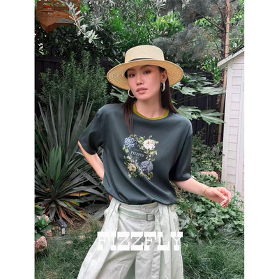 fizzfly |  正品 设计师女装2026夏季花朵真丝短袖【拍下立减】