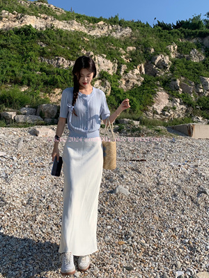 LE LIEBE 夏季新 垂坠修身 白色醋酸缎面半身裙 高级感气质显瘦