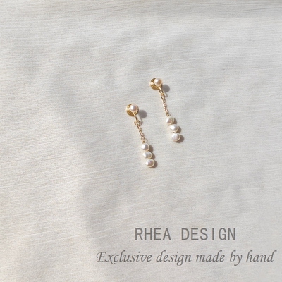 秋冬女士耳环度假风 白色耳饰独特漂亮 天然珍珠耳夹女无耳洞