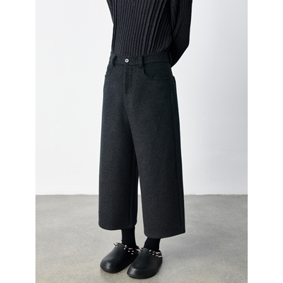 GRAINMUSTARD  「Soft Wide-Leg Cropped Pants」 顺毛阔腿八分裤