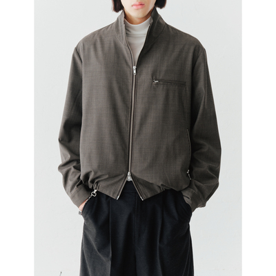 GRAINMUSTARD 「Houndstooth Jacket」千鸟格立领短款哈灵顿夹克