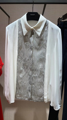 国内正品代购GIADA迦达2024秋冬新款车骨蕾丝刺绣拼接衬衫