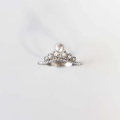 甜酷女王皇冠戒指天然珍珠纯银