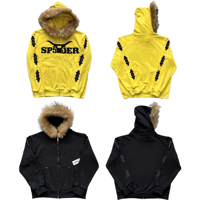 Sp5der 555555 Hoodies 拉链开衫刺绣男女款连帽卫衣