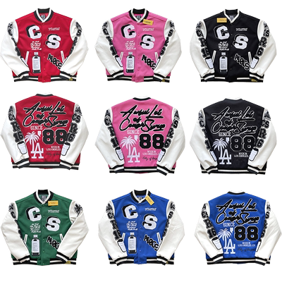 That's A Awful Lot of Cough Syrup 重工全刺绣棒球毛呢夹克外套