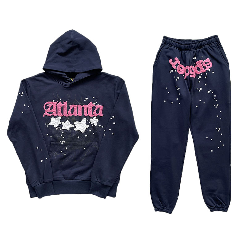 Sp5der 555555 Atlanta Hoodie 蜘蛛网星星字母男女卫衣长裤套装