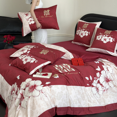 新中式全棉婚庆四件套100S纯棉