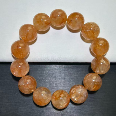 天然胶花手串橙黄胶花水晶手链橙黄红胶花水晶锦鲤色水晶饰品