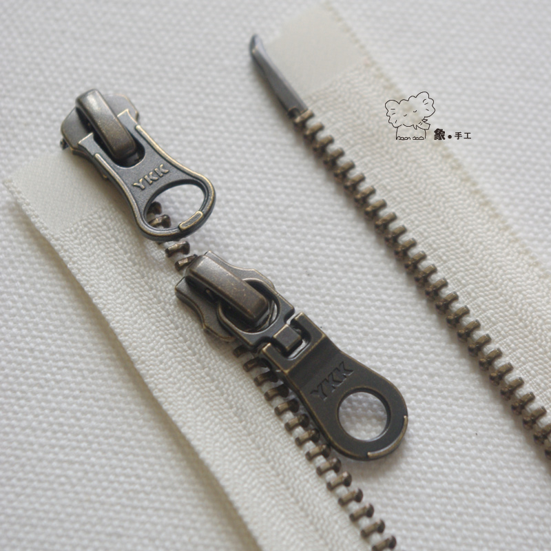 70-120厘米YKK5号古铜双头开口长拉链外套皮衣夹克羽绒棉服裝配件_虎窝淘