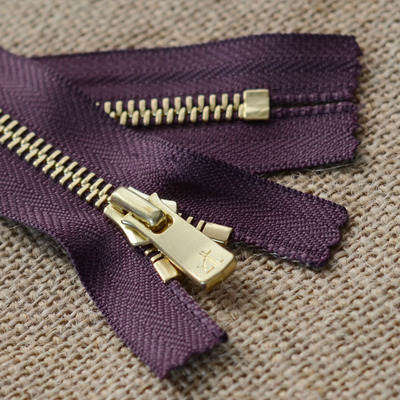 5#金铜Excella闭口 紫拉链10-80cm YKK金属拉链 金属皮具拉链