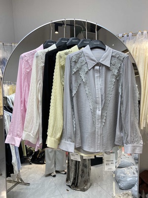 法式复古风蕾丝拼接衬衫  1002#  SST