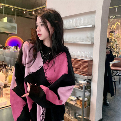 批发针织上衣慵懒风宽松毛衣外套