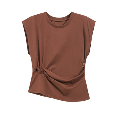 EC原创2025新款设计感时尚显瘦圆领短袖T恤女百搭上衣17572